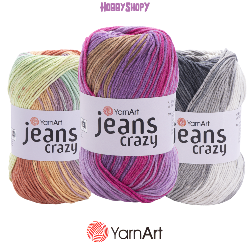 YarnArt Jeans Crazy - Multicolor Yarn - Crochet - Knit - HobbyShopy